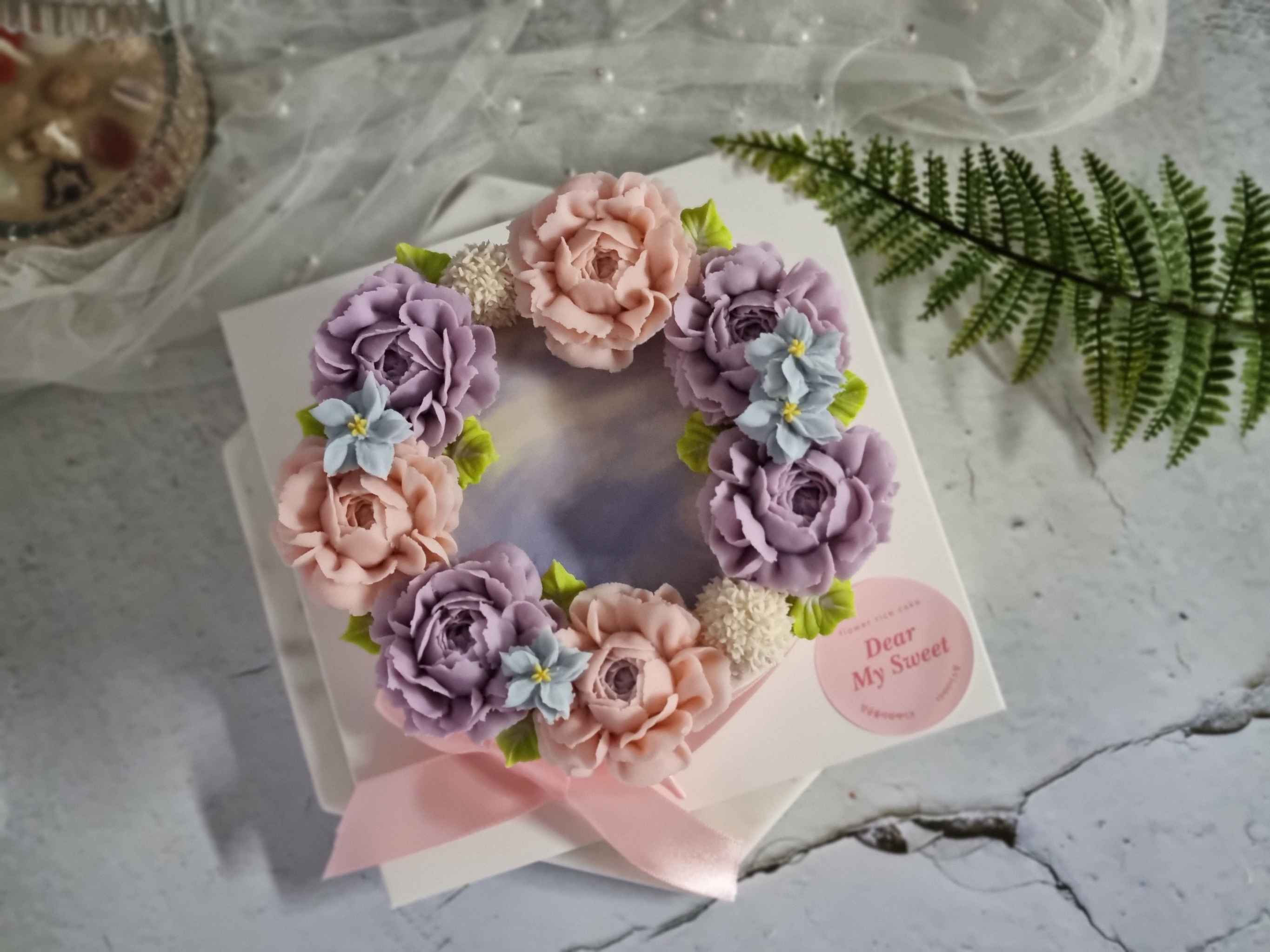 [인천송도] 앙금플라워 떡케이크 (작약리스) | 솜씨당